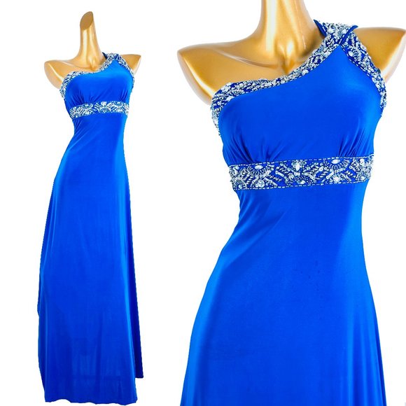 Vintage | Dresses | Vintage Y2k Blue Sequin Prom Formal Dress | Poshmark